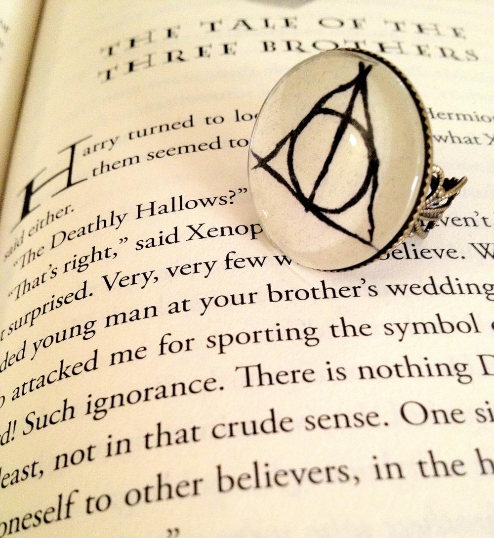 Deathly Hallows Antiqued Bronze Book Page Ring on Luulla